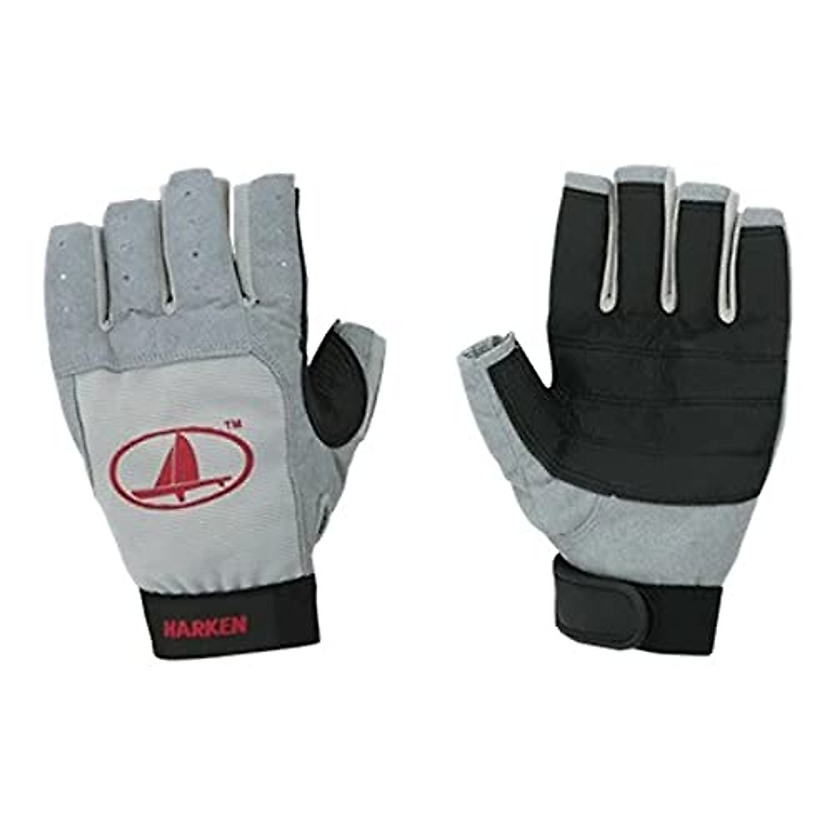 Harken Sport Classic 3/4 Finger Glove, Grey/Black/Red, Large