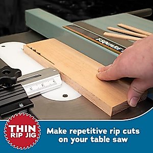 Thin Rip Jig Table Saw Jig for Making Repetitive Narrow Strip Cuts on Table Saws with 3/4" x 3/8" Miter Slots • Also Works with Many Router Tables and Band Saws