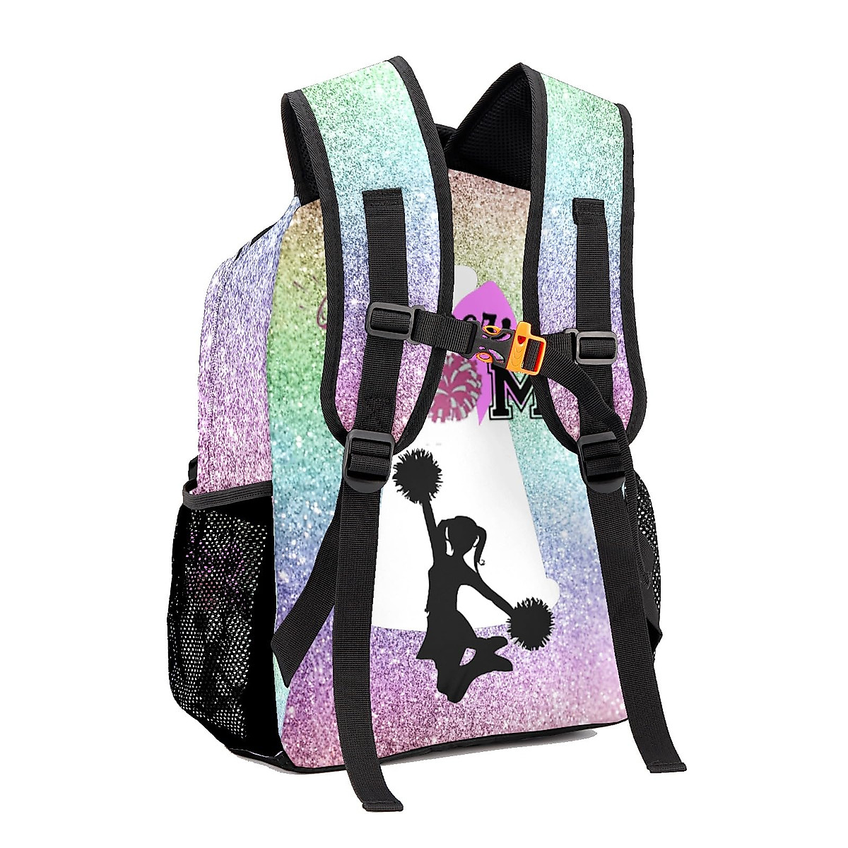 Deven Cheerleader Girl Rainbow Glitter Personalized Kids for Boy/Girl Teen Primary School Daypack Travel Bag Bookbag