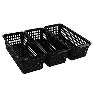 Begale Small Plastic Storage Baskets, Black, 11.6"L x 5"W x 3.4"H, Set of 6
