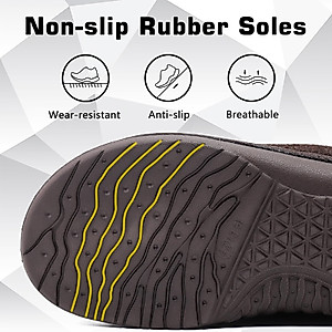 ONCAI Mens Slippers with Arch Support Wool and Cotton-Blend High-Density Memory Foam Felt House Shoes with Indoor Outdoor Rubber Soles