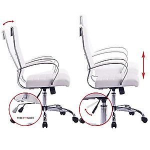 Sidanli White Computer Chair, Modern Desk Chair Conference Chairs with Faux Leather