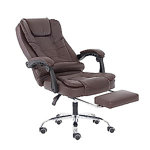 anjsindra Ergonomic Executive Office Chair with Footrest, PU Leather Task Chair with High Back Adjustable Height Modern Desk Chair, Black (Ergonomic Executive Office Chair, Amber)