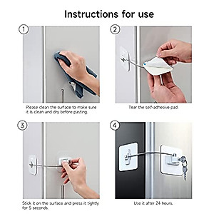 2 Pack Fridge Lock, Refrigerator Lock with Keys Child Safety Cabinet Locks Refrigerator Door Lock Freezer Lock with Strong Adhesive (White)