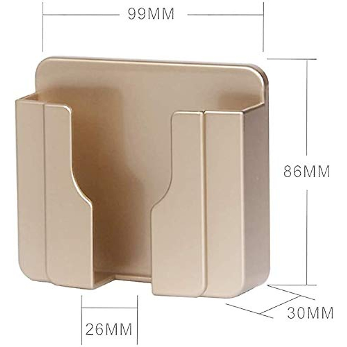 Phone Holder Wall Mounted, Cellphone Stand Charging Holder Bracket Shelf Wall Mount Adhesive Mobile Phone Wall Charger Holder and Remote Control Stand Multipurpose Storage Box (Gold)