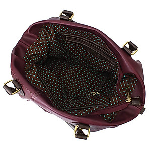 CHALA Laser Cut Crossbody Shoulder bag Tote Bag Faux Leather Plum