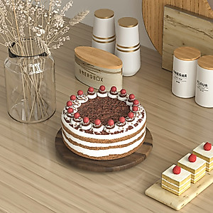 Lazy Susan Turntable for Cabinet - 9.85" Acacia Wood Lazy Susan Organizer for Kitchen Countertop Pantry Coffee Table, Vanity Tray for Perfume Dresser Tops Bathroom Counter Home Decoration