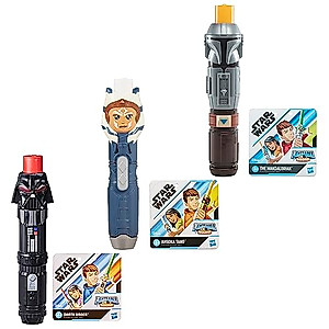 STAR WARS Lightsaber Squad 3-Pack, The Mandalorian, Ahsoka, and Darth Vader Lightsabers, Toys for 4 Year Old Boys and Girls (Amazon Exclusive)