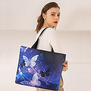 Tote Bags Travel Beach Totes Bag Shopping Zippered for Women Foldable Waterproof Overnight Handbag (Flying butterfly)