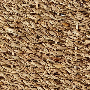 mDesign Small Natural Woven Seagrass Bathroom Toliet Roll Holder Storage Organizer Basket Bin; Use on Bathroom Countertop, Toilet Tank Top - Holds 3 Rolls of Toilet Paper - Natural/Tan