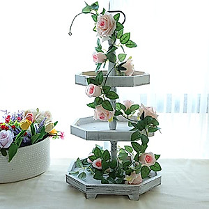 3 Tiered Serving Tray Wooden Farmhouse Decorative Tray, 3 Tier Tray for The Coffee Table, Kitchen Rustic Dinning Tiered Tray, Home Decor Tray, Three Tier Tray Cupcake Stand Display Tray