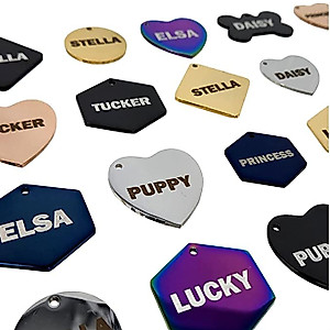 Dr. Fremont's Stainless Steel Custom Pet ID Personalized Engraved Identification Cat and Dog Tags with Custom Text, Many Shapes Including Bone, Heart, Circle (Gold Stainless Steel, Large Bone)