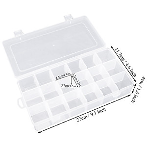 LOLYSIC 10 Pack 18 Grids Plastic Compartment Container, Clear Plastic Organizer Container Storage Box with Dividers for Jewelry, Art DIY Crafts, Washi Tapes, Beads, and Small Parts