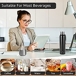 GENTSAM Metal Stainless Steel Insulated Water Bottle Double Walled Leak Proof Vacuum Flask Thermal Mug for Indoor Use (Black, 34oz/1000mL)