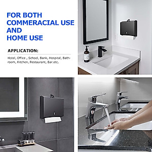 Paper Towel Dispenser Wall Mount Commercial, C Fold Multifold Hand Paper Towel Dispenser, Stainless Steel Tissue Holder (Matte Black)