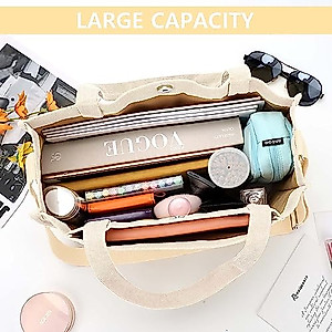 Corduroy Tote Bag for Women Small Satchel Bag Mini Tote Bag Aesthetic Crossbody Bag Handbag - School Work Travel Shopping(Beige)