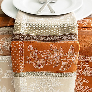Benson Mills Heirloom Harvest Yarn Dyed Jacquard Fabric Cloth Napkins, Fall, Harvest and Thanksgiving Tablecloth (18" X 18" Napkins Set of 4, Heirloom Harvest)