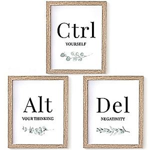 Ctrl Alt Del Motivational Wall Art Inspirational Quote Office Wall Decor Motivational Posters for Office Positive Affirmations Poster Motivational Decor for Home School Office, 10 x 8 Inch, Unframed