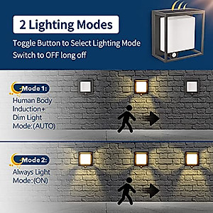 URORU Solar Porch Lights, Outdoor Motion Sensor Waterproof Wall Light, Square Wall Lights Exterior 300Lumens 3000K(Warm White), Suitable for Yards, Porches, Fences, Barns and Patios