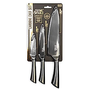 Luxury Carbon Stainless Steel Knife Set 3pc.- Thyme & Table, TT0031