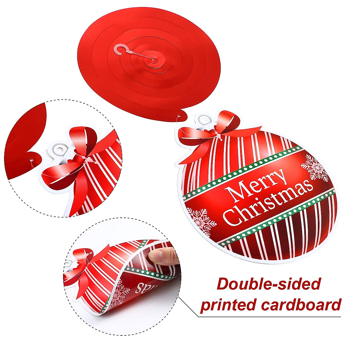50 Pcs Christmas Foil Swirl Decorations Set for Ceiling, Snowman and Elk Signs - Holiday Party Supplies (Ball)