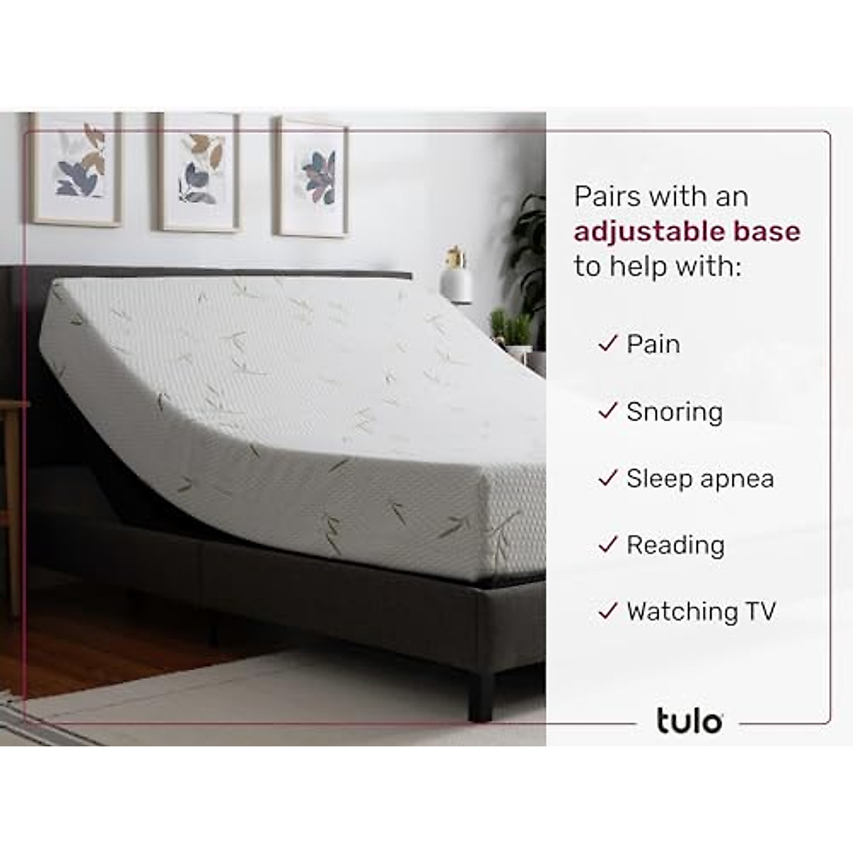 Tulo 8" Medium Comfort Memory Foam Bamboo Pressure Relief Mattress in a Box | King Size