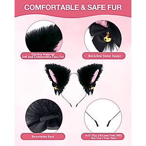 CEDAR BRIGHT Fox Cat Ears Anime Cosplay - Animal Wolf Headwear, Halloween Headband,Headpiece Costume Accessories with Bells