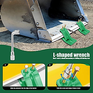 Tractor Bucket Protector(Upgraded Version), 2Pcs Ski Edge Protector, Turf Tamer Skid Protector with Grade8.8 Double Lock Nuts and Bolts, Heavy Duty Steel for Snow Removal Spreading Gravel,Green