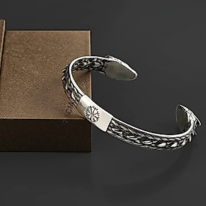 TURTLEDOVE Viking Dragon Jormungandr Bangle - Stainless Steel Norse Scandinavian Torc
