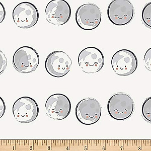 Art Gallery Fabrics Art Gallery Stargazer Happy Moons Fabric, White