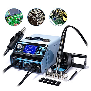 PIAOCAIYIN 992DA+ BGA Rework Soldering Station SMD Hot Air gun Solder Iron Pen Repair Board, 4 in1 Repairing Soldering Station, Multifunctional Soldering Station Kit