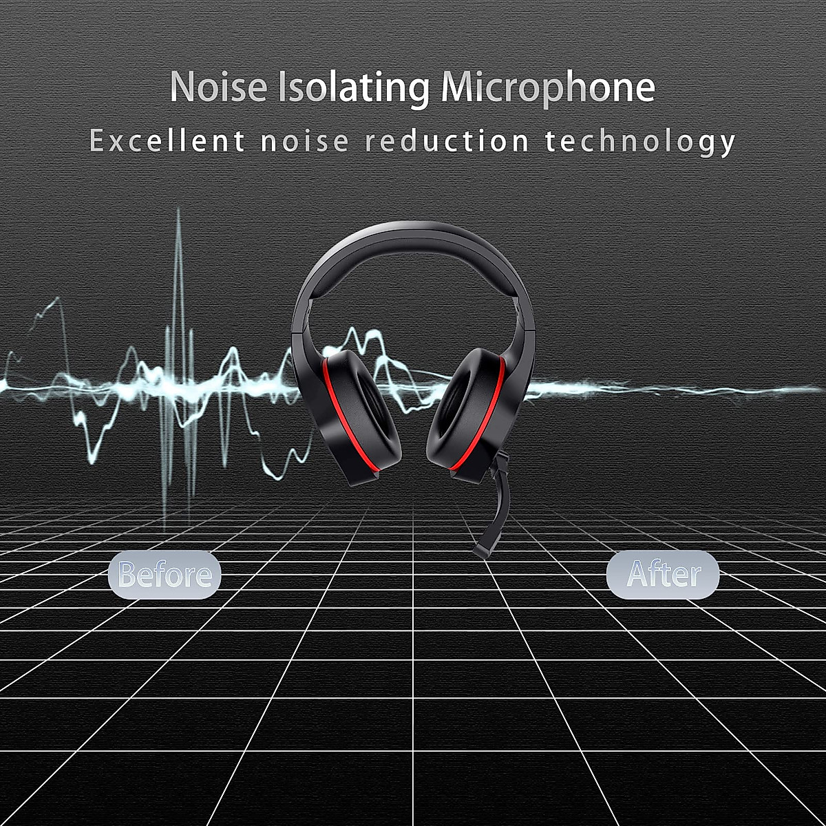 Gaming Headset, Wired Over-Ear Headphone with Noise Canceling Microphone,Stereo Bass Surround Sound, Perfect for PC PS4 PS5 Xbox One Controller