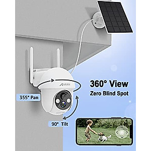 ANRAN 2K Security Camera Wireless Outdoor, Solar Outdoor Camera with 360° View, Smart Siren, Spotlights, Color Night Vision, PIR Human Detection, Pan Tilt Control, 2-Way Talk, Q01W 2 Packs