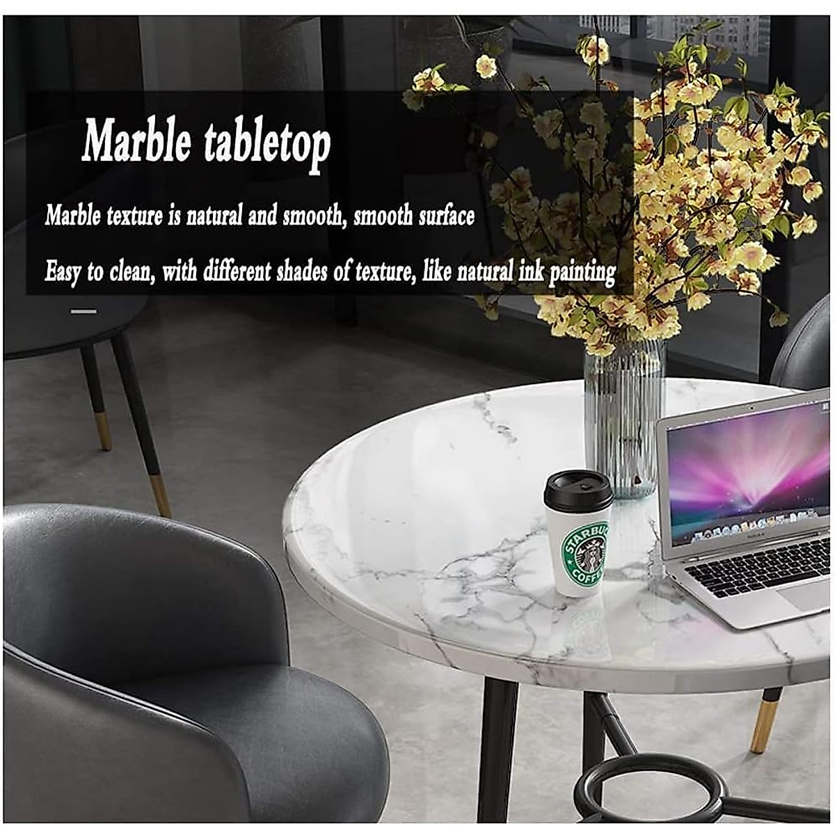 Office Reception Room Club Table, Round Negotiation Reception Tables and Chairs Combination Business Conference Room Coffee Table, Space-Saving, Suitable for Lounge (Color : Khaki)