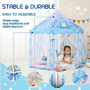 Premium Princess Play Tent - Frozen Toy for Girls with Enchanting Snowflake Lights - Spark Imagination with Princess Play Tent - Perfect for Indoor & Outdoor Play - Play Gifts Tent - Includes Cozy Rug