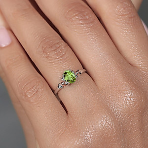 Gem Stone King 925 Silver and 10K Rose Gold Oval Gemstone Birthstone Engagement Ring | Oval 7X5MM | Wedding Engagement Anniversary Solitaire Promise Ring For Women