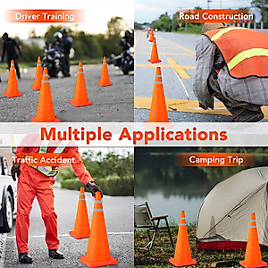 [2 Pack]28 Inch Collapsible Traffic Safety Cones - Parking Cones with Reflective Collars,Orange Safety Cones for Parking lot，Driveway, Driving Training etc.