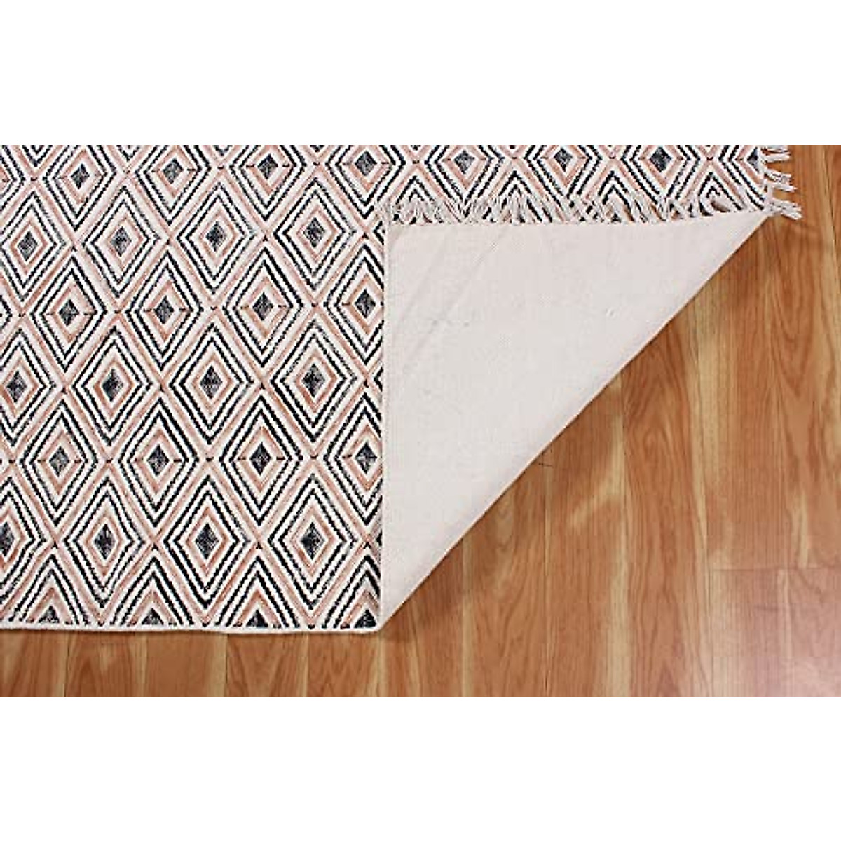 Casavani Indian Handmade Brown, Beige Geometric Area Rug Boho Kilim Flat Weave Indoor Hall Room Decor Carpet Throw Rug Boho Rugs for Bedroom Living Room Bathroom Balcony 4x8 Feet