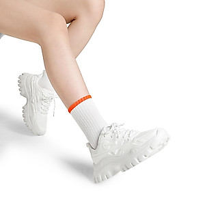 DREAM PAIRS Women Chunky Fashion Sneakers Platform Bold Lace-Up Comfortable Sneakers,Size 7,White,SDFN2368W