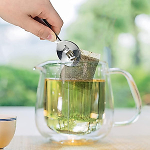 Ousyaah Tea Bag Squeezer (4 Pack), Stainless Steel Oval Tea Bag Squeezer Tongs, Tea Filter Coffee Bag Clamp Tea Strainer Grip Holder Lemon Slice Clip, Mini Ice Sugar Tongs Tea Bag Spoon