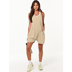 ANRABESS Womens Summer Casual Sleeveless Romper Loose Spaghetti Strap Overalls Shorts Jumpsuit with Pockets 2025 Clothes Small