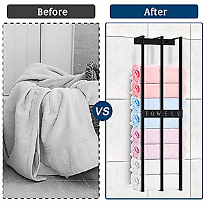Towel Racks for Bathroom, EFOBO 3 Bar Wall Mounted Towel Holder, Waterproof Heavy Duty Towel Storage, for Folded Large Rolled Towel Washcloths, No Drilling(30x8.6x4.8 in)