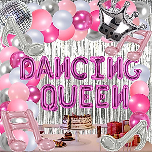 Dancing Queen Party Decorations, You are the Dancing Queen Decoration with Dancing Queen Banner, Disco Crown Balloons for Mamma Mia Party Decorations Birthday Bridal Shower Wedding Party