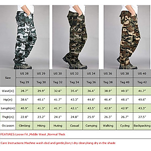 Men's Relaxed Fit Cargo Pants,Outdoors Wild Military Army Camo Combat Work Pants with 8 Pockets Army Camo 34-US 32