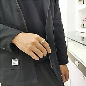 LiFashion Silver Feng Shui PiXiu Adjustable Ring for Unisex MANI Mantra Protection Wealth Ring Buddhist Bible Verse Adjusted Cuff Finger Band for Men Women