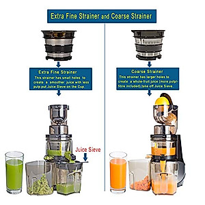Masticating Juicer,Whole Slow Juicer Extractor by Vitalisci,Cold Press Juicer Machine,Anti-Oxidation for Fruit and Vegetable,Easy to Clean and BPA Free,(300W AC Motor/3.15" Wide Chute/40 RPMs)-Silver