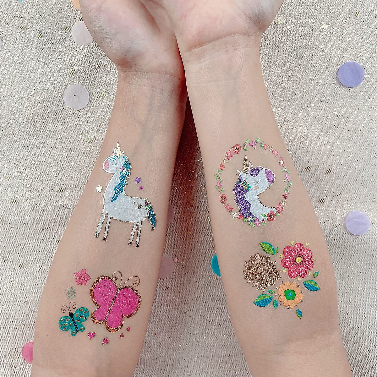 PapaKit Bundle - Temporary Fake Tattoo 72 Individually Wrapped Sheets - Cute Ocean Animals, Party Dinosaurs, Zoo Animals, Unicorn and Friends