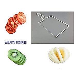 Cheese Slicer, Cheese Lyre Stainless Steel Cheese Wire Cutter - Cheese Knives Egg, Fruit, Dessert Slicer With Wire - Handheld Butter Cutter Tools for Soft Hard Block, With 2 Extra Wire