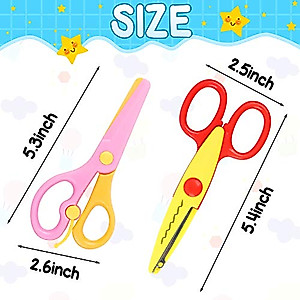 LovesTown Paper Edge Scissor Set, 6 Pcs Shape Scissors and 1 PCS Safe Scissors Designs Pattern Scissors Craft Art Scissors for DIY Photos Album Scrapbooking