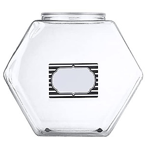 197-Ounce Plastic Jars with Lid (2 Count) - Wide Mouth Hexagon Cookie Jars - Reusable & Recyclable - Shatterproof Jars - Clear Plastic Jars for Cookies, Candy, Laundry Detergent Pods - Stock Your Home